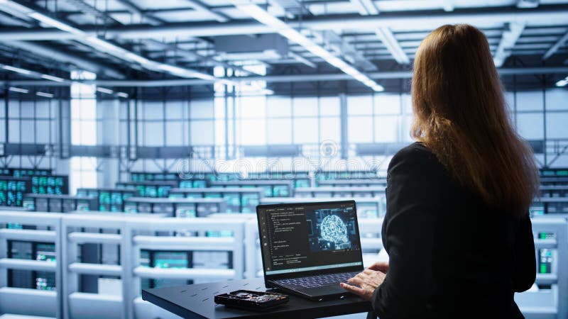 Engineer in Data Center Using Artificial Intelligence Computing Stock Image - Image of ...