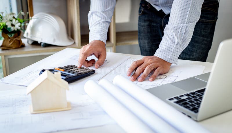 The Engineer Designed the House Structure in the Blueprint and Working ...