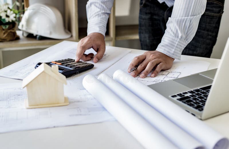 The Engineer Designed the House Structure in the Blueprint and Working ...