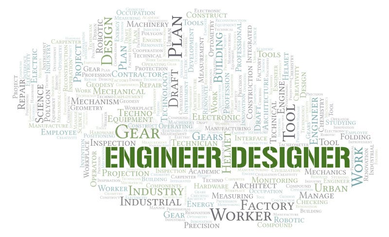 Engineer Designer Typography Word Cloud Create with the Text only Stock ...