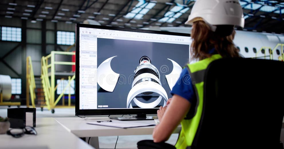 Engineer Designing Aircraft Model Using 3D CAD Program Stock ...