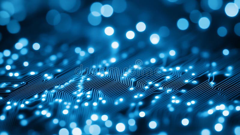 Engineer Designing Circuits on Computer with Blue Glow and Abstract ...