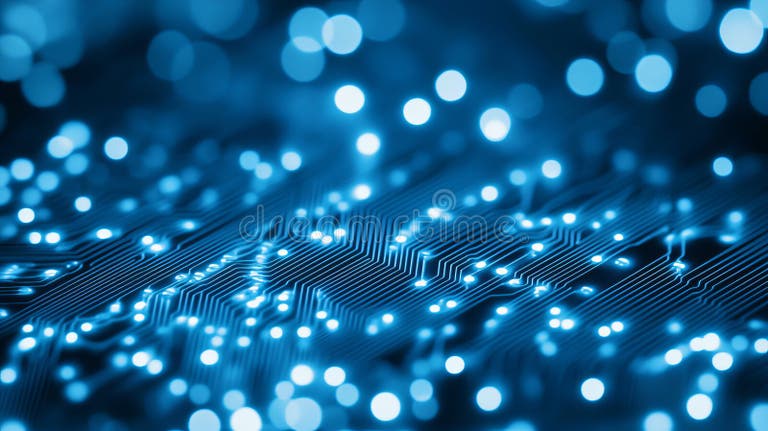 Engineer Designing Circuits on Computer with Blue Glow and Abstract ...