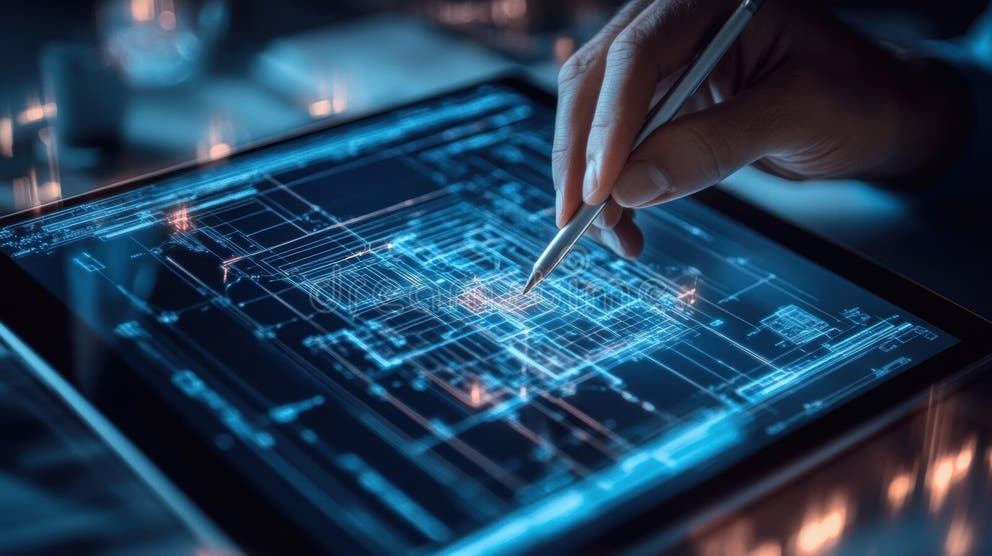 Engineer Designing Innovative Futuristic Circuit Board on Digital ...