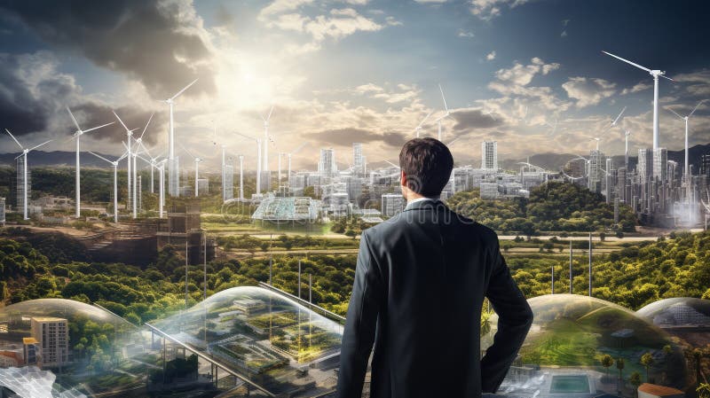 Engineer Designing Sustainable Energy Solutions. Stock Illustration ...