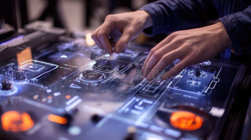 Engineer Designing Using Futuristic Transparent Interactive Display ...