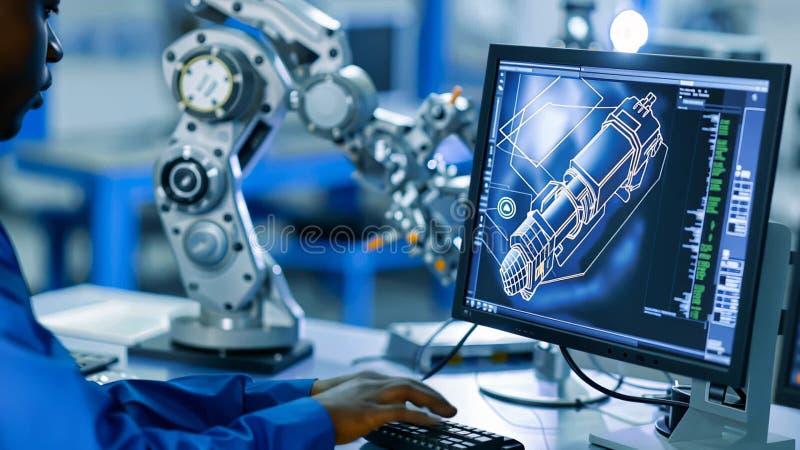 An Engineer Designs a Mechanical Component Using a Computer and ...