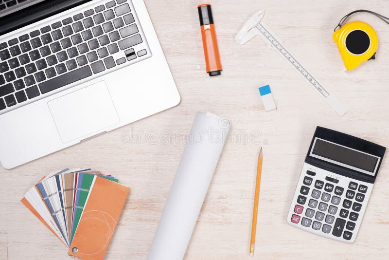 Engineer Desk Background ,project Ideas Concept Stock Image - Image of ...