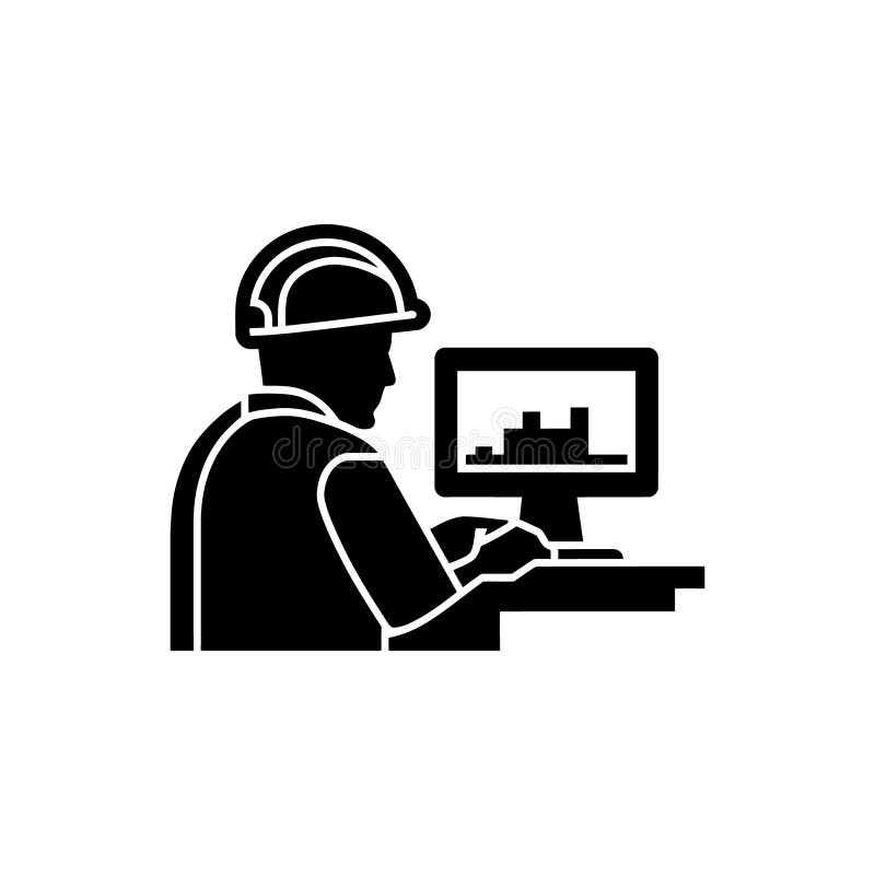 Engineer at Desktop icon stock vector. Illustration of isolated - 291304414