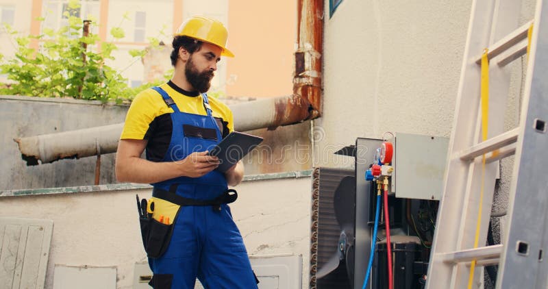 Engineer Detects Condenser Damage Cause Stock Photo - Image of ... Engineer Detects Condenser Damage Cause Stock Photo - Image of ...