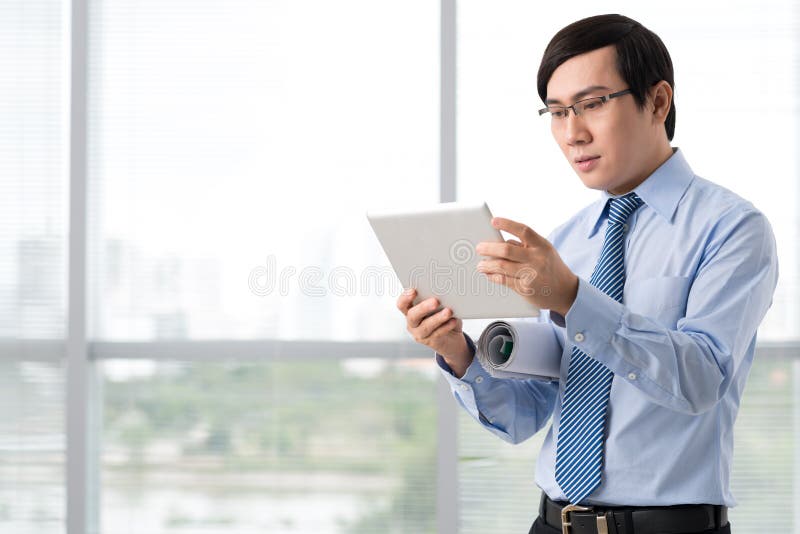 Engineer with Digital Tablet Stock Image - Image of indoors, wireless ...