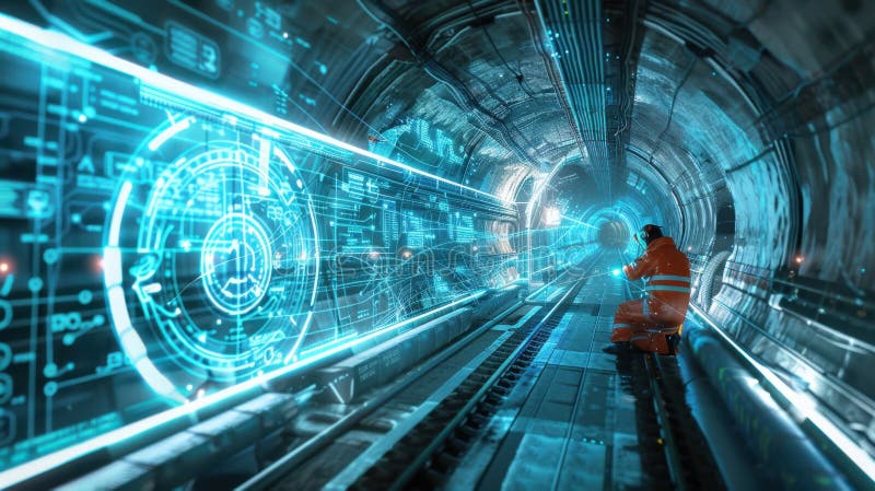 The Engineer and Digital Tunnel. AI Generated Stock Photo - Image of ...