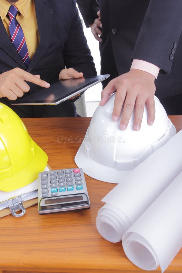 Engineer Discuss and Present His Job for Prepare Stock Image - Image of ...