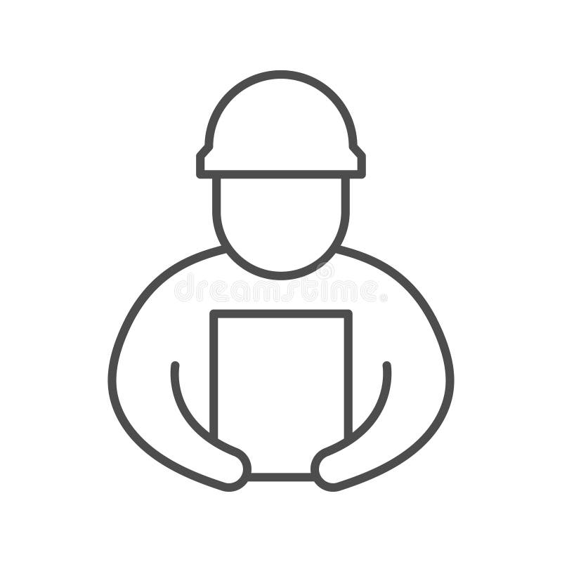 Engineer with Document Line Icon Stock Vector - Illustration of heavy ...