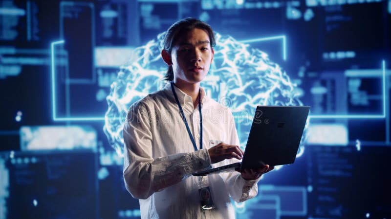 Engineer Doing Ai Human Brain Simulation Stock Video Video Of Employee Visualization 288677579