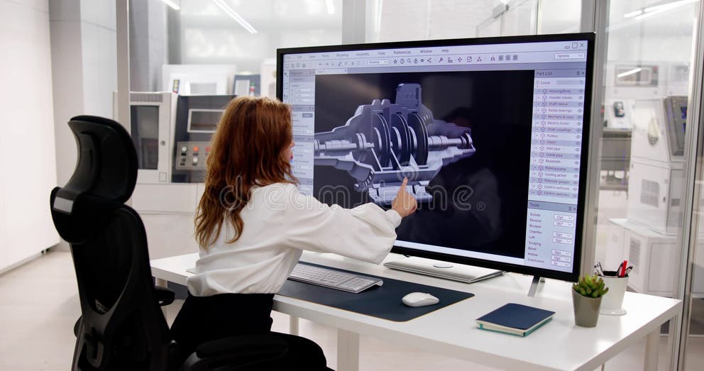 Engineer Doing 3D CAD Model Design on Computer Stock Photo - Image of ...