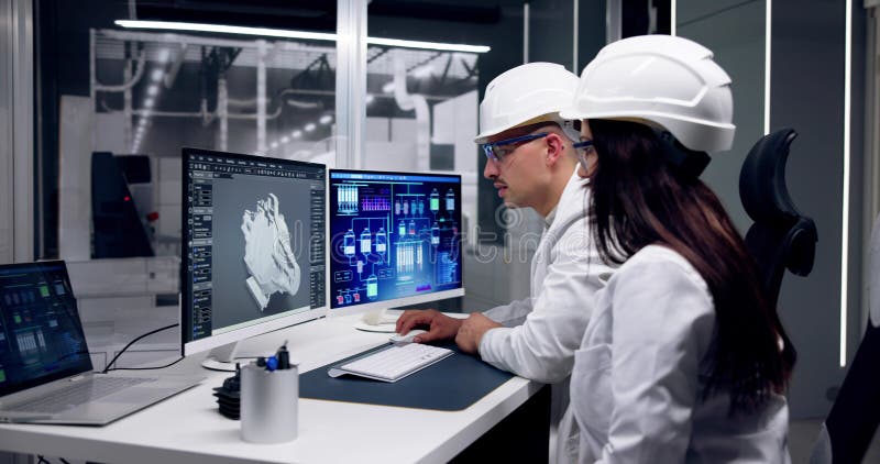 Engineer Doing 3D CAD Model Design on Computer Stock Image - Image of ...