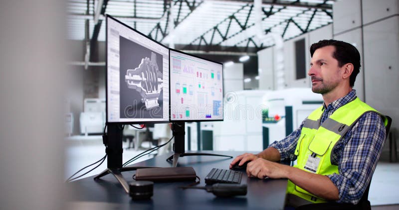 Engineer Doing 3D CAD Model Design on Computer Stock Image - Image of ...