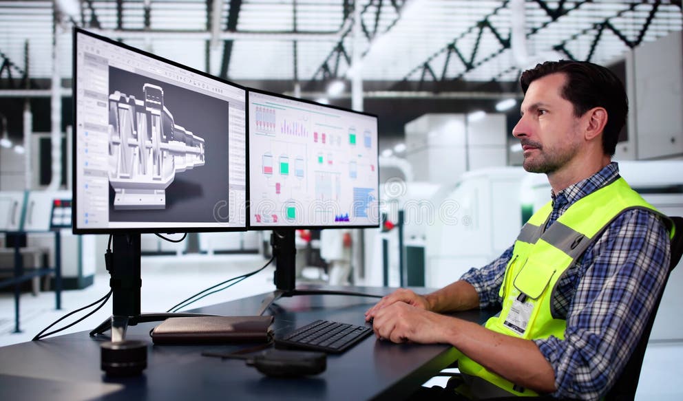 Engineer Doing 3D CAD Model Design on Computer Stock Photo - Image of ...