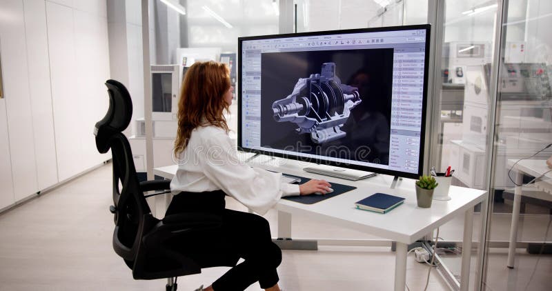 Engineer Doing 3D CAD Model Design on Computer Stock Image - Image of ...
