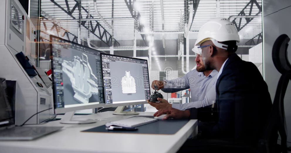 Engineer Doing 3D CAD Model Design on Computer Stock Photo - Image of ...