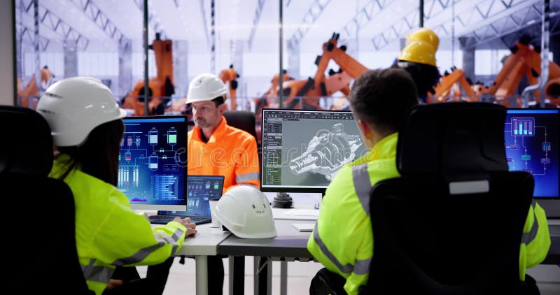 Engineer Doing 3D CAD Model Design on Computer Stock Illustration ...