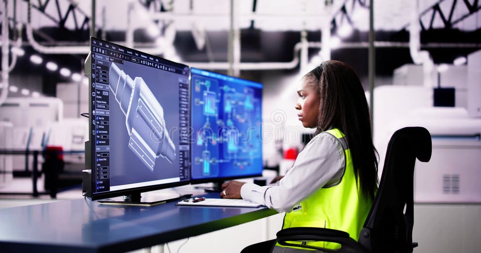 Engineer Doing 3D CAD Model Design on Computer Stock Photo - Image of ...