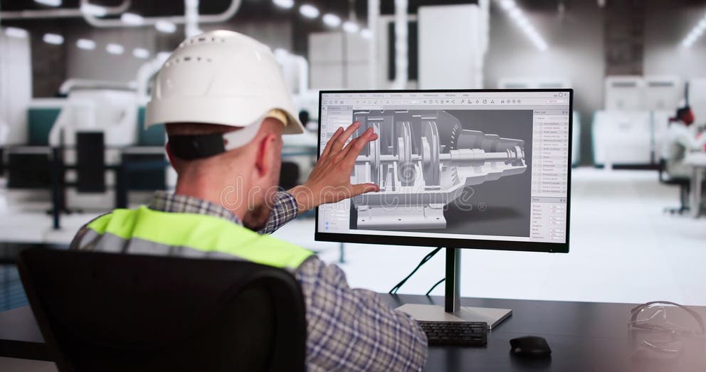 Engineer Doing 3D CAD Model Design on Computer Stock Image - Image of ...