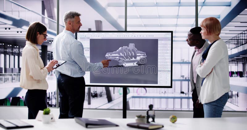 Engineer Doing 3D CAD Model Design Stock Image - Image of women ...