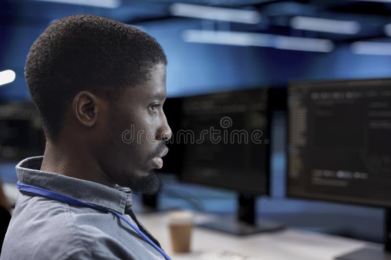Engineer Doing Maintenance in Data Center Facility, Close Up Stock ...