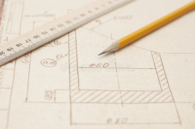 Engineer drawing and tools stock image. Image of pattern - 14623955