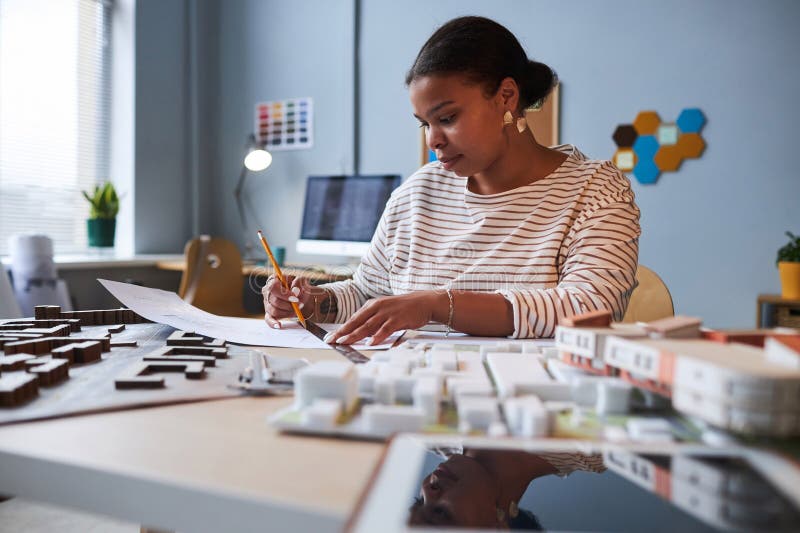Engineer Drawing Blueprint of Building Stock Photo - Image of draw ...