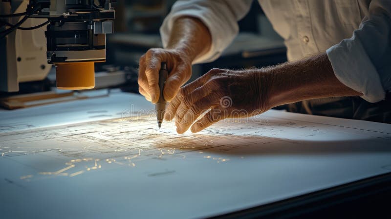 Precision Robotic Arm Drawing Blueprint Engineering Design Stock Photos ...