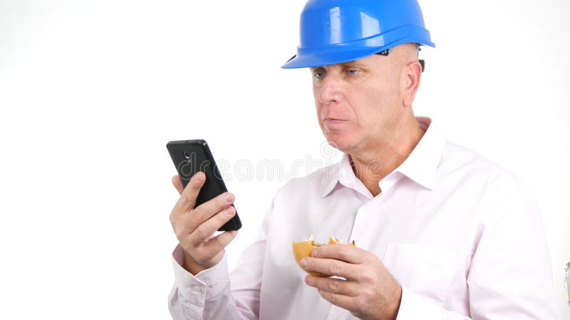 Engineer Eat a Tasty Sandwich and Text Using Smartphone Communication ...