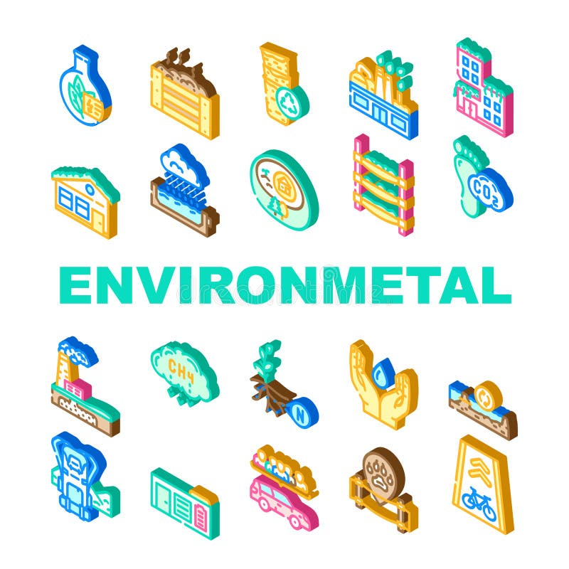 Engineer Environmental Technology Icons Set Vector Stock Vector ...