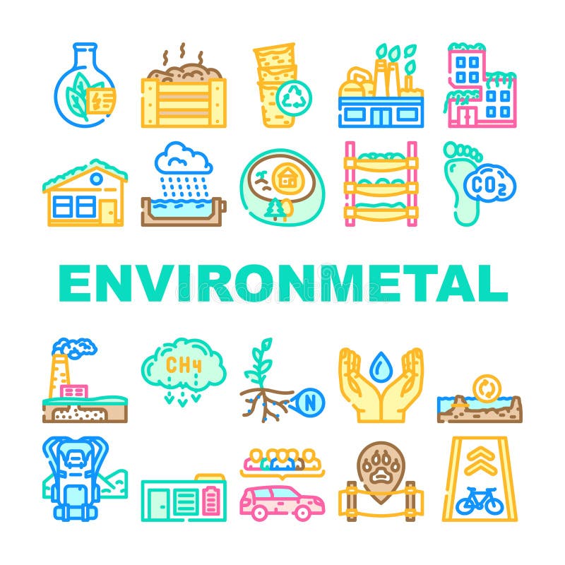 Engineer Environmental Technology Icons Set Vector Stock Vector ...