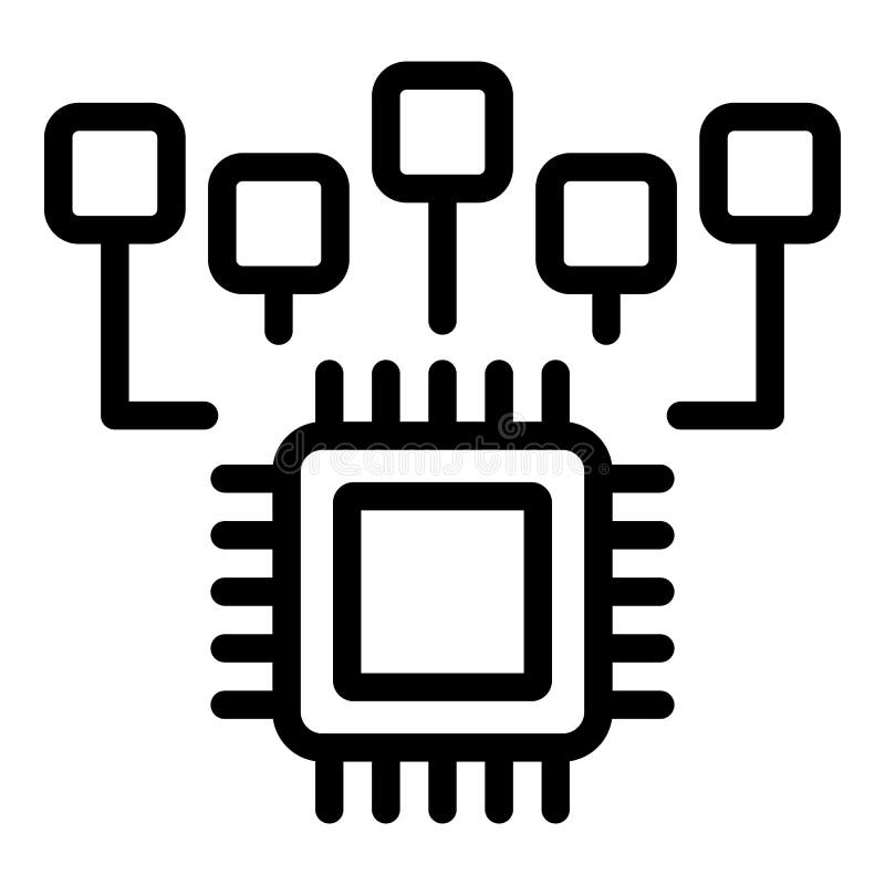 Engineer Factory Processor Icon Outline Vector Work Machine Stock