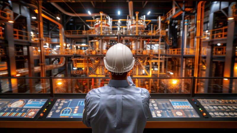 Engineer or Factory Worker Working on Control Panel of Power Plant ...