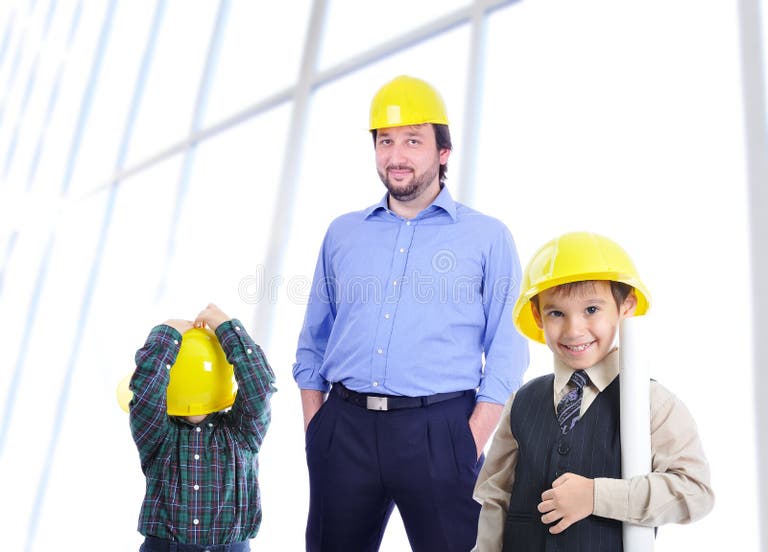 An Engineer Father and Kids Stock Image - Image of designer ...