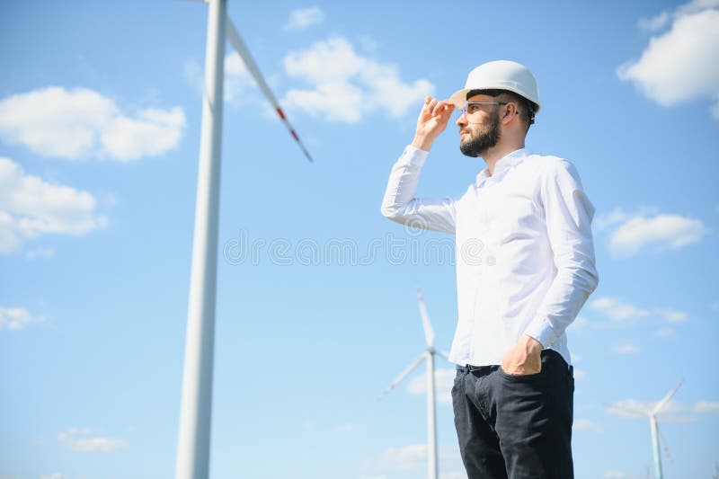 Engineer in Field Checking on Turbine Production Stock Image - Image of ...