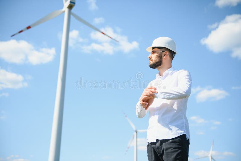 Engineer in Field Checking on Turbine Production Stock Image - Image of ...