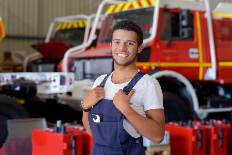 Engineer Firefighter at Fire Station Stock Photo - Image of view ...