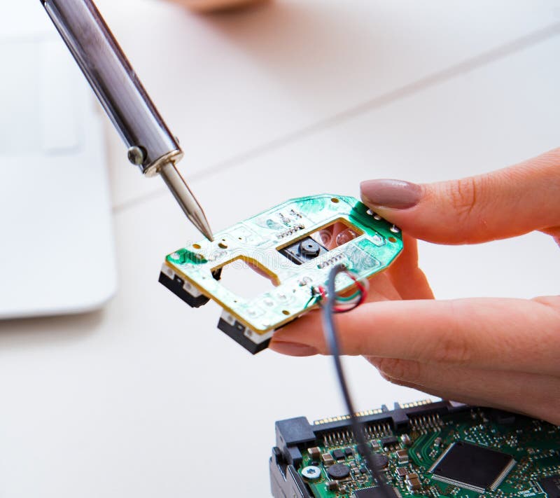 Engineer Fixing Broken Computer Hard Drive Stock Photo - Image of ...