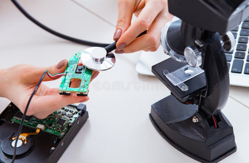 Engineer Fixing Broken Computer Hard Drive Stock Photo - Image of ...