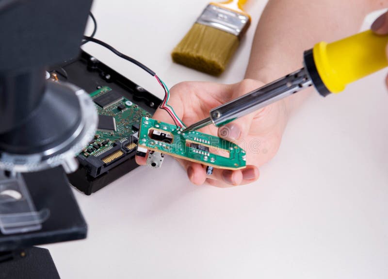 Engineer Fixing Broken Computer Hard Drive Stock Photo - Image of ...
