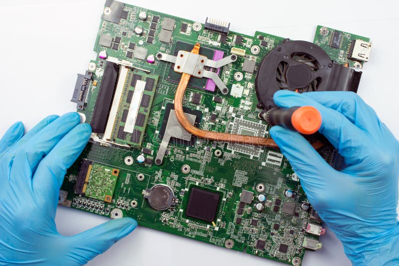 Engineer Fixing Broken Computer at Work Stock Image - Image of fixing ...