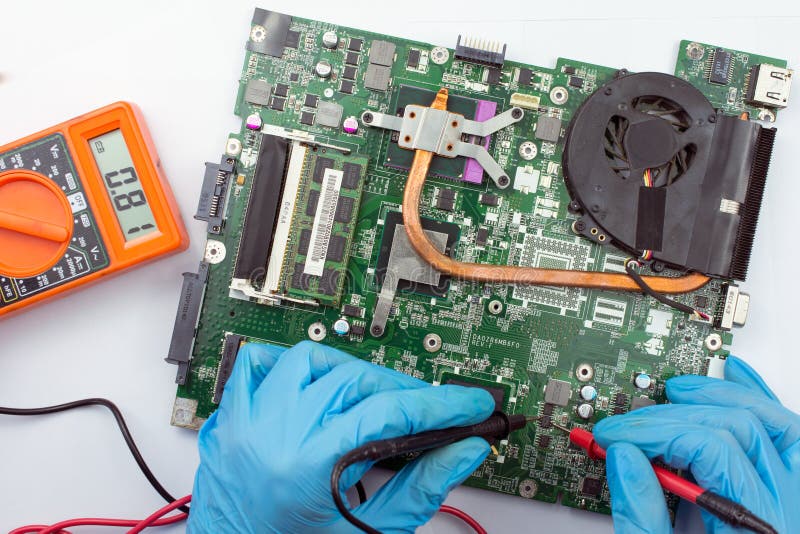 Engineer Fixing Broken Computer at Work Stock Image - Image of ...