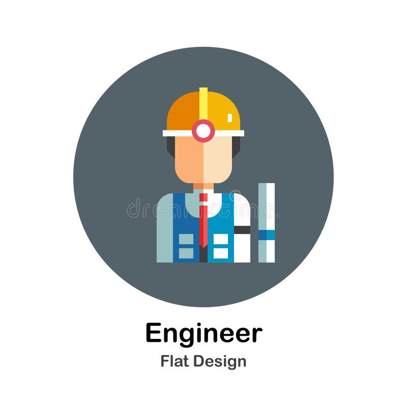 Engineer Flat Icon stock vector. Illustration of engineer - 123835973