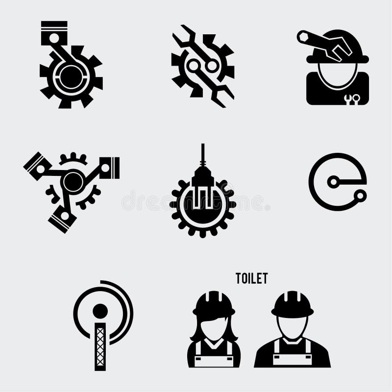 Engineer flat icon set stock vector. Illustration of manufacture - 84901787