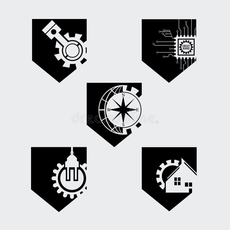 Engineer Flat Signage Pentagon Stock Illustration - Illustration of ...